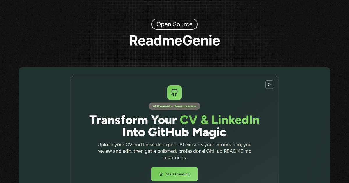 ReadmeGenie – Instantly Generate Your GitHub README with AI
